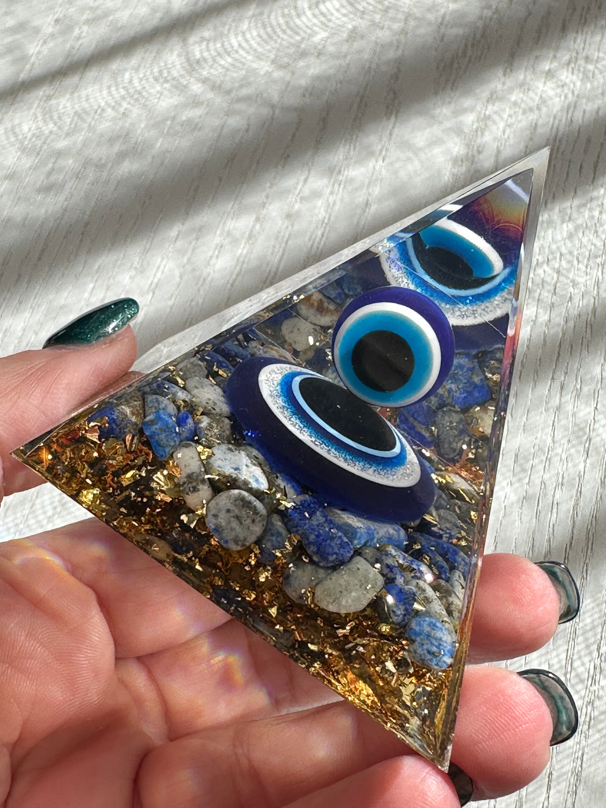 Evil Eye Mini Sphere Orgonite Pyramid — Crystal Sanctuary Australia