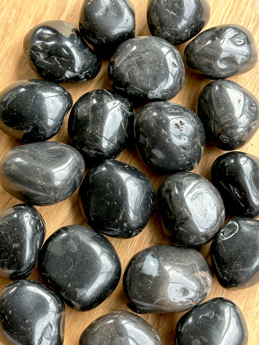 Black Onyx Tumbled Stone - large – Crystal Sanctuary Australia